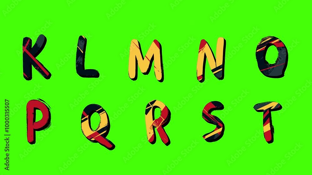 Set of animated characters of Latin English letters, alphabet in ...