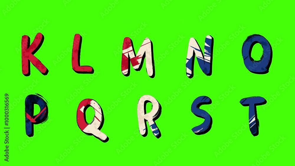 Set of animated characters of Latin English letters, alphabet in ...
