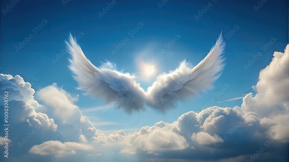 Fluffy Angel Wing Clouds in the Skyline: Majestic Cloud Formations and Scenic Sky Views for ...