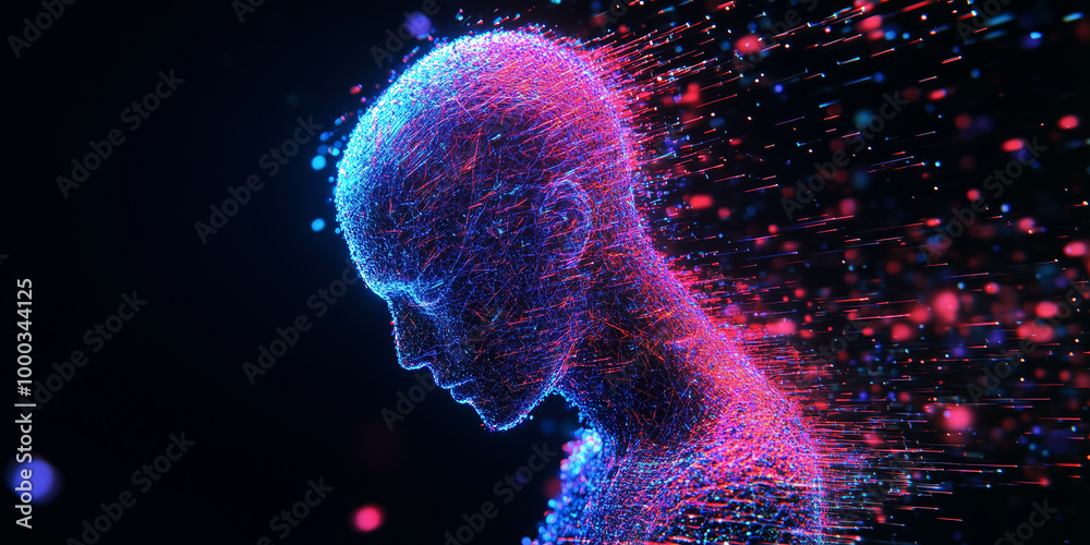 AI Abstract Human with Cubits and Digital Bits | Futuristic 8-Bit ...