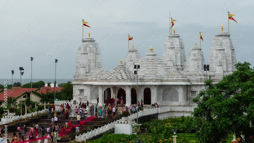 Hyper lapse time lapse footage of Birla Radha Krishna Mandir during the ...