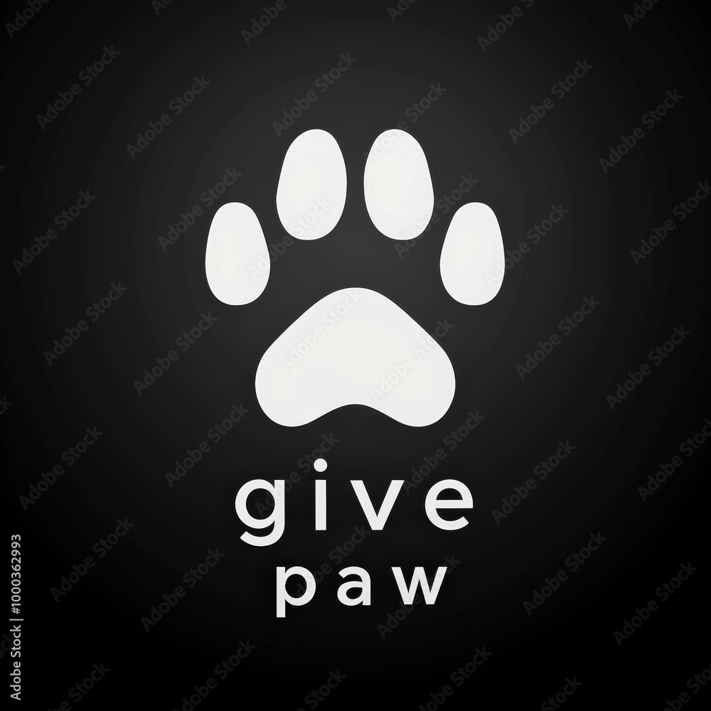 Paw print with the word give written below it. The paw print is red and ...