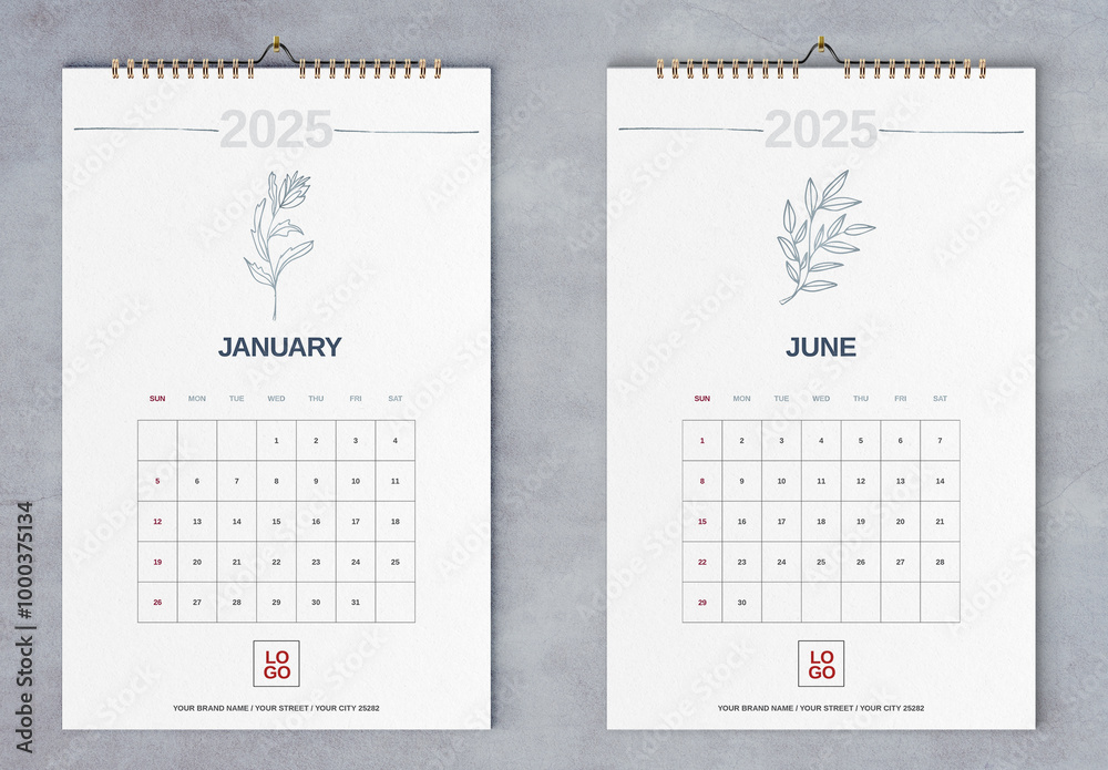Handmade Flowers Style Wall Calendar 2025 Layout Stock Template | Adobe ...