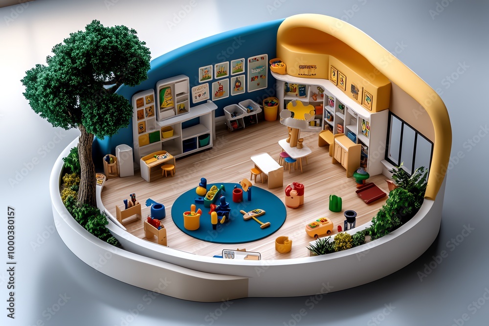 3D digital preschool classroom model, where users can explore different ...