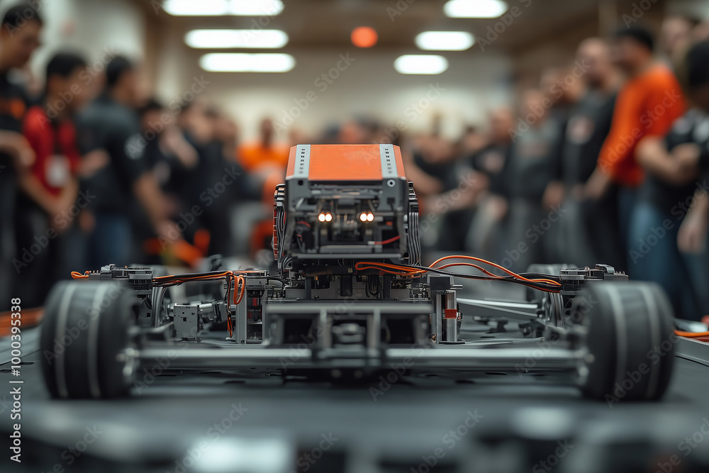 Exciting moment at the robotics competition in the bustling arena as ...