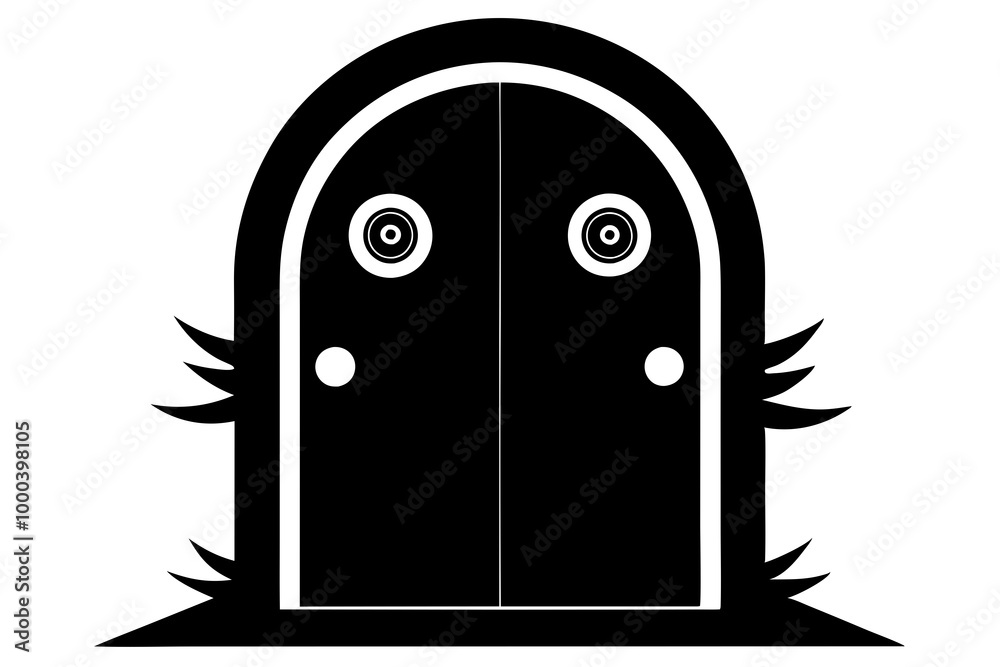 Halloween door with monster eyes. Scary and creepy creatures eyeballs ...