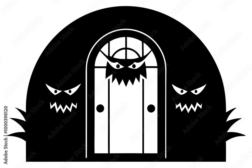 Halloween door with monster eyes. Scary and creepy creatures eyeballs ...