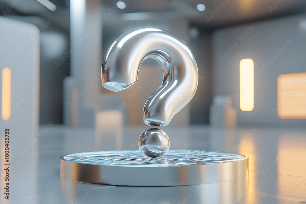 3D digital question mark made of glowing connected circuits on a bright ...