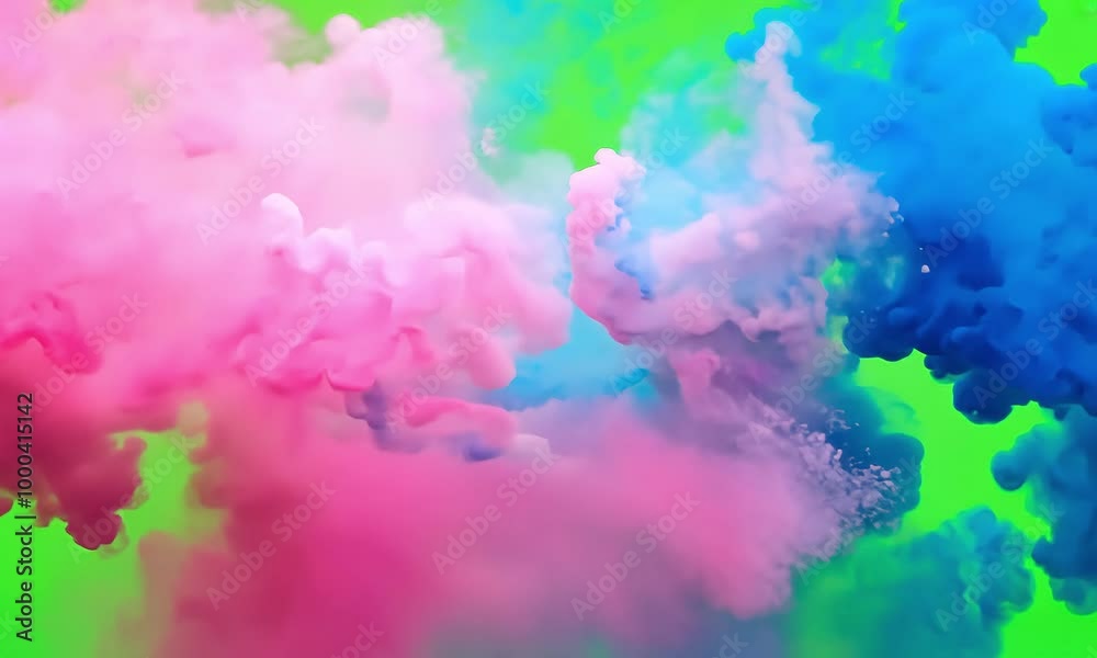 green screen shot of an cinematic live-action hot pink and blue smoke ...
