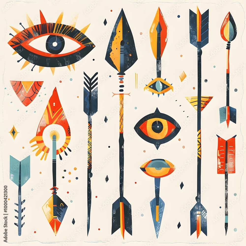Vibrant collection of intricately designed arrows showcasing a spectrum ...