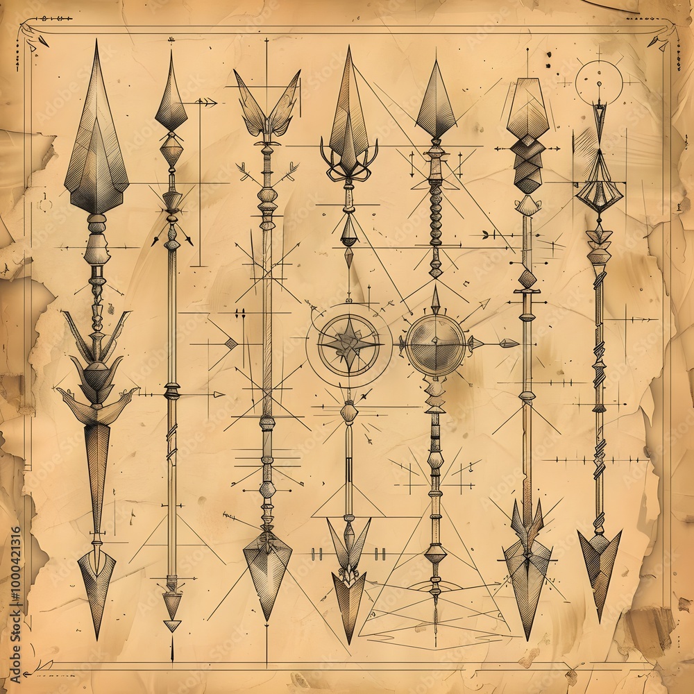Vibrant collection of intricately designed arrows showcasing a spectrum ...
