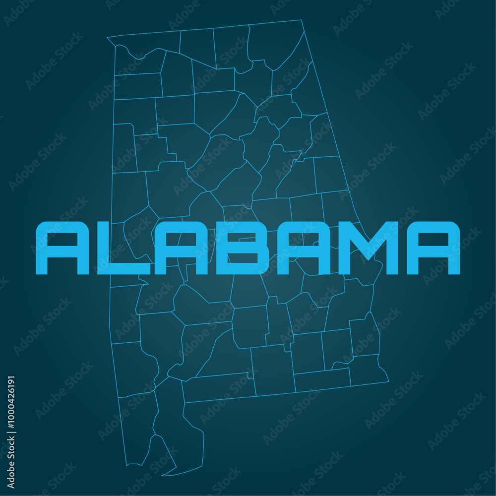Vetor de Complete map of all neighborhoods and regions in Alabama, USA ...