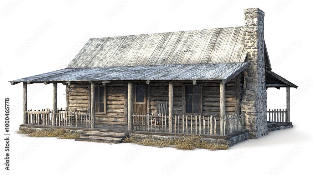 An illustration of an American ancient house, showcasing traditional ...