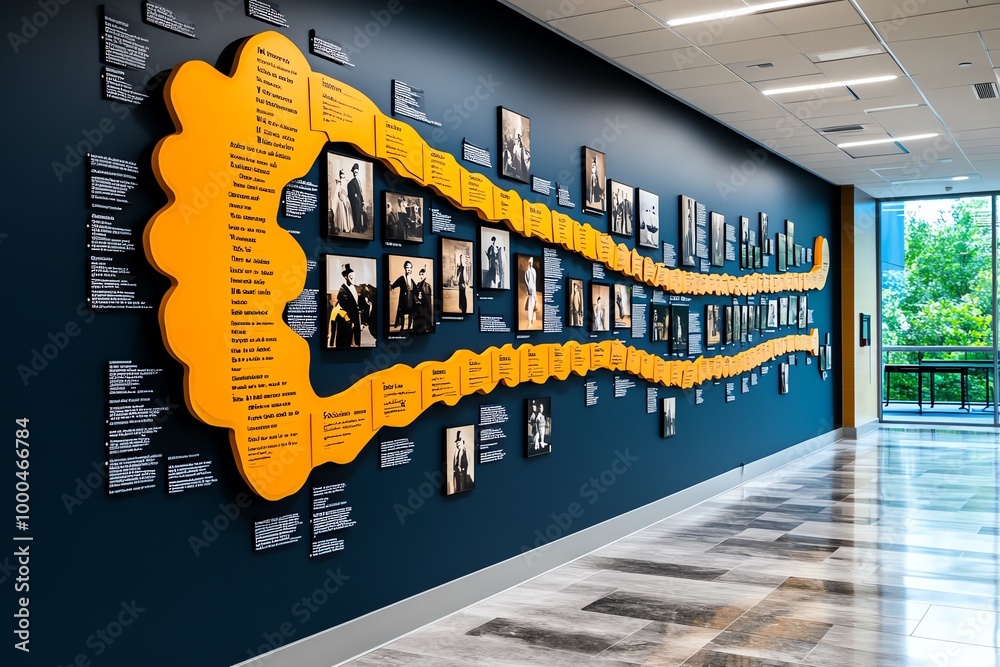 Interactive timeline on a classroom wall, filled with historical events ...