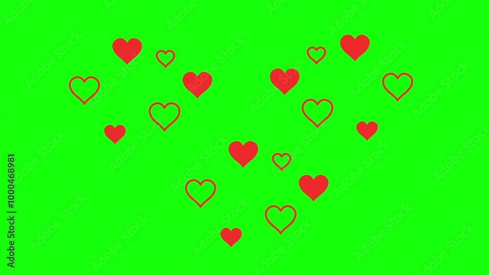 Green Screen Heart Animation, Love or heart animation frame on a green ...