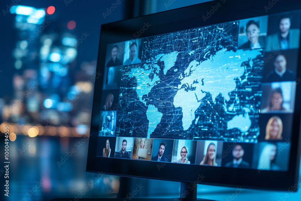 Virtual Venue: A Monitor Displaying a Virtual Meeting with Participants ...