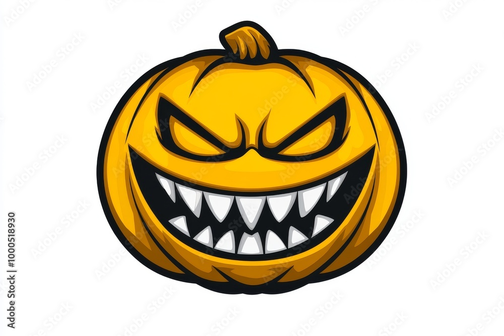 Fierce jack o lantern with sharp fangs and menacing eyes featuring bold ...