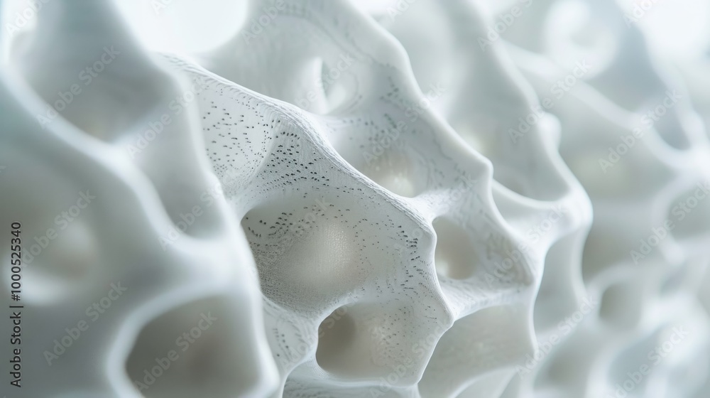 A Macro Close Up Of An Abstract White 3d Printed Surface With Intricate Perforations And