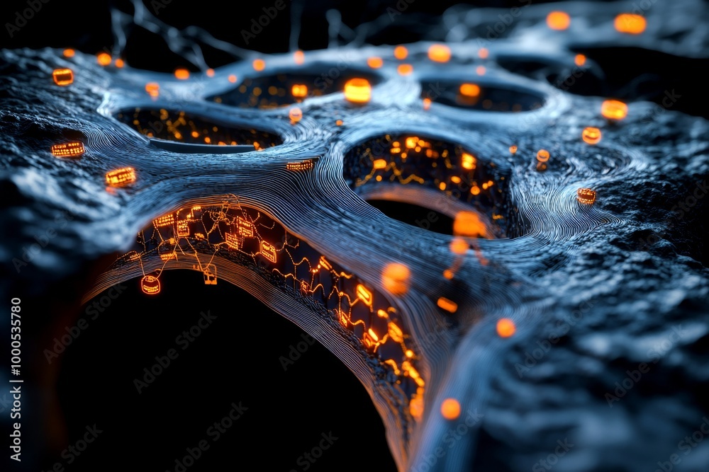 3D visualization of dark web networks, showing encrypted tunnels and ...