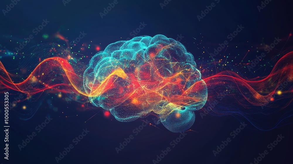 Abstract visual representation of brain waves, symbolizing mental ...