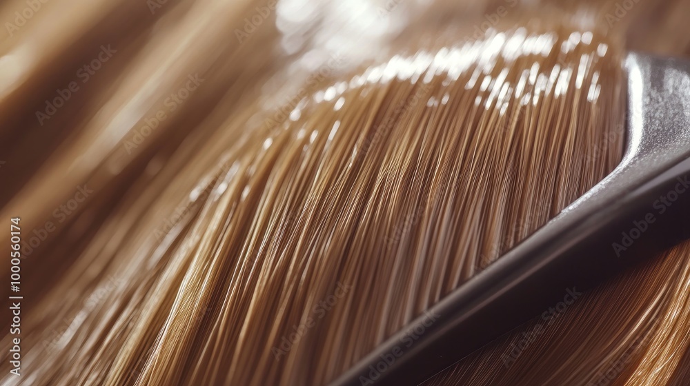 Smooth silky hair being brushed in a beauty routine, showing its shiny ...