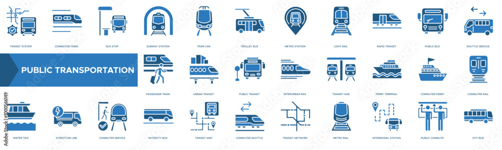 Public Transportation icon. Transit System, Commuter Train, Bus Stop ...