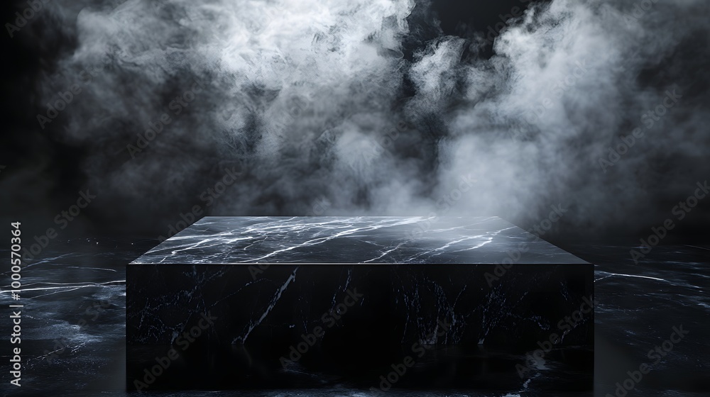 3. A captivating image of a black marble table podium positioned in a ...