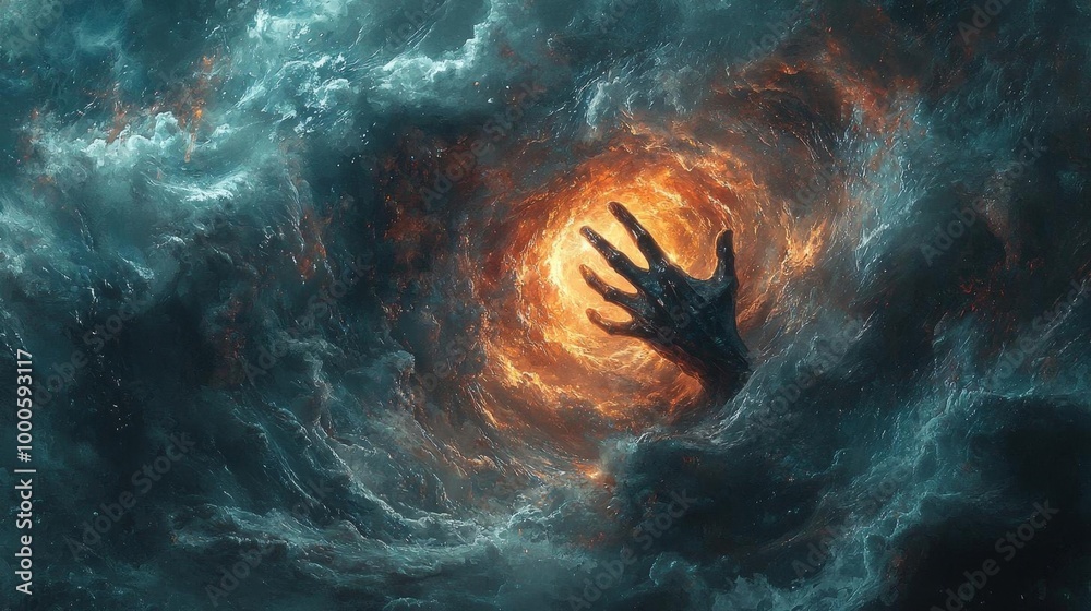 metalcore album artwork featuring Metallic hand reaching through a ...