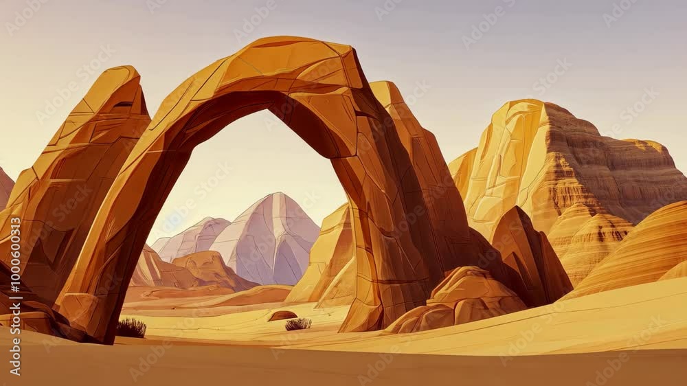 Strange Stone Landscape Cartoon Animation in the Desert Stock Video ...