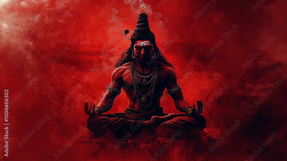 Lord Shiva Indian God 3D Wallpaper,Lord Shiva with red background ...