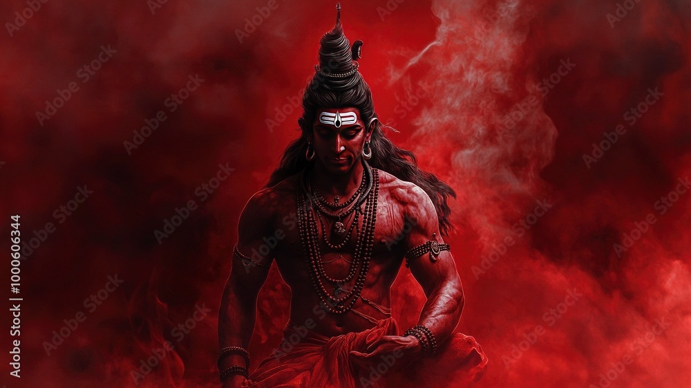 Lord Shiva Indian God 3D Wallpaper,Lord Shiva with red background ...