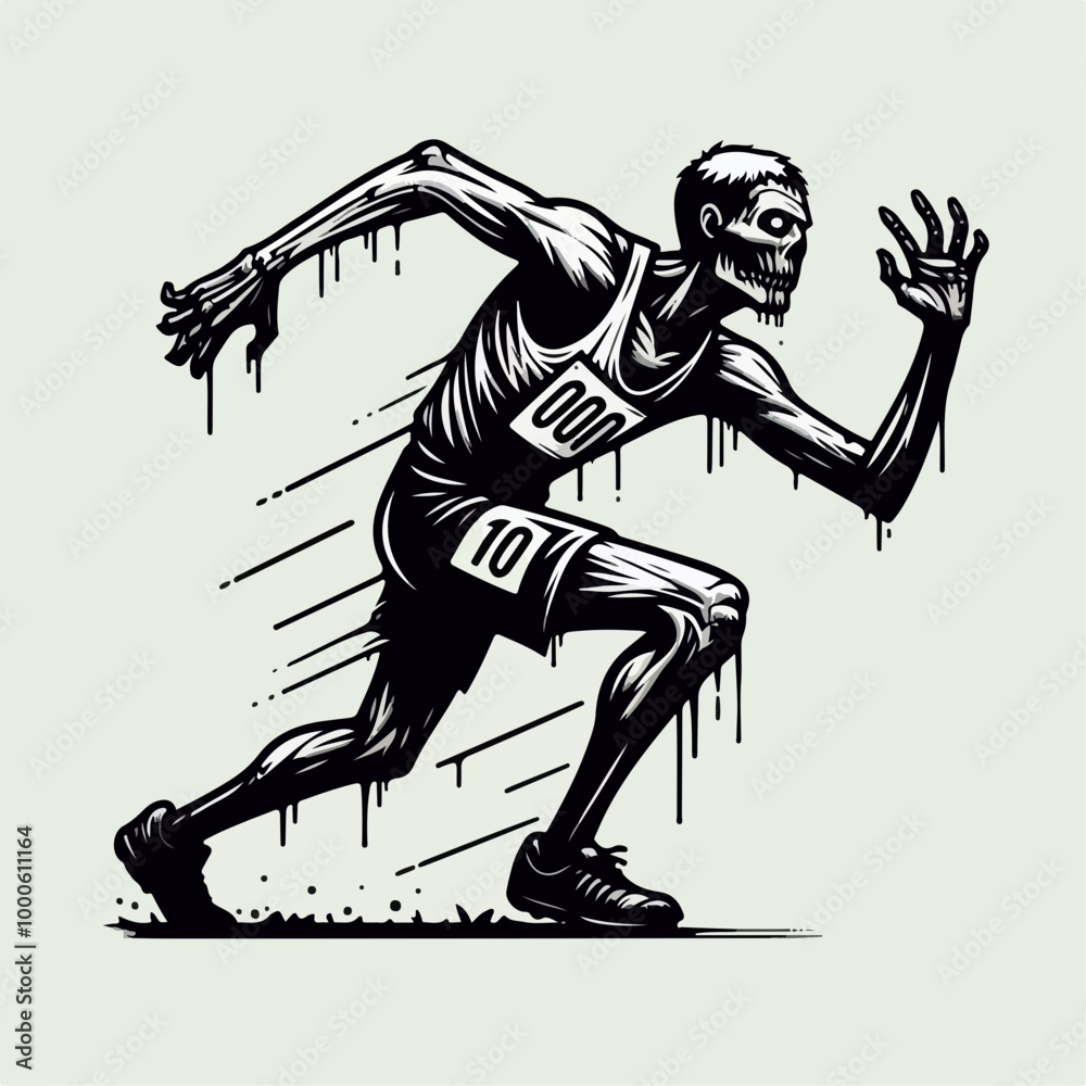 100 meter Zombie silhouettes of sprinter runner with different poses ...