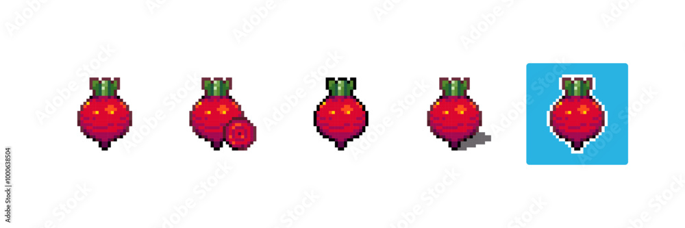 Pixel art Beetroot. 8bit Game Style Pixelated Beet Vegetable. Detailed ...