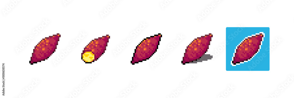 Pixel art Sweet Potato. 8bit Game Style Pixelated Batata Vegetable ...