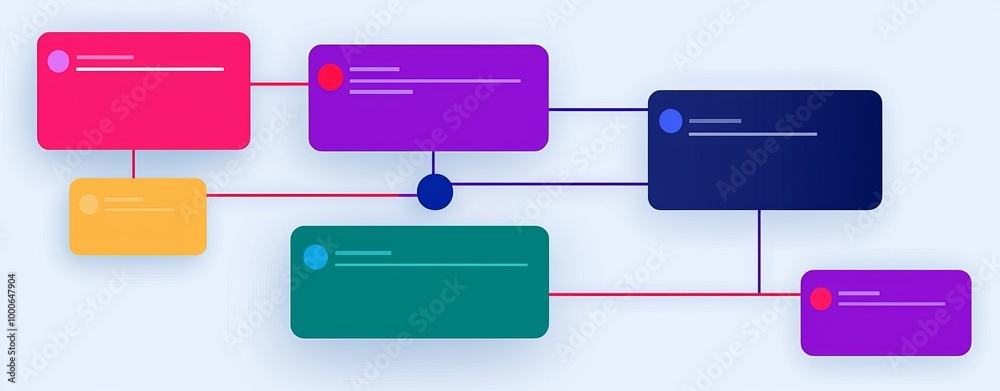 Colorful workflow diagram showcasing interconnected processes and tasks ...