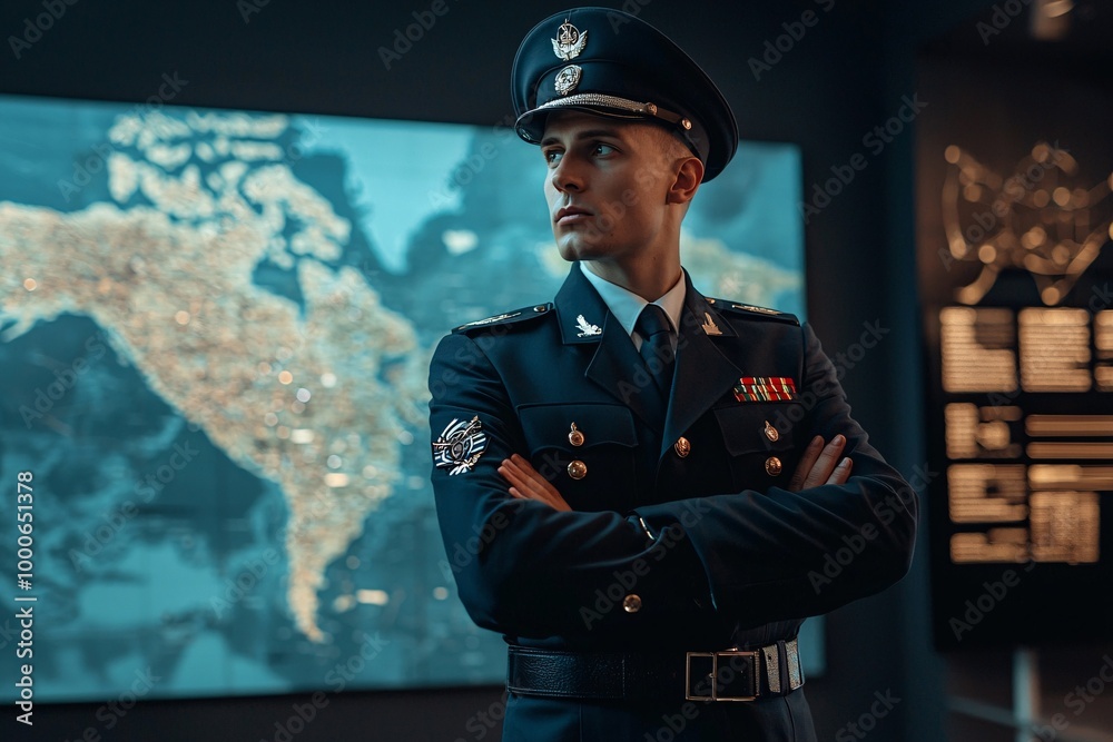 A commanding officer, dressed in full military attire, examines a ...