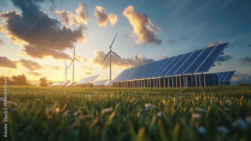 Renewable energy storage system with lithium-ion batteries, solar ...