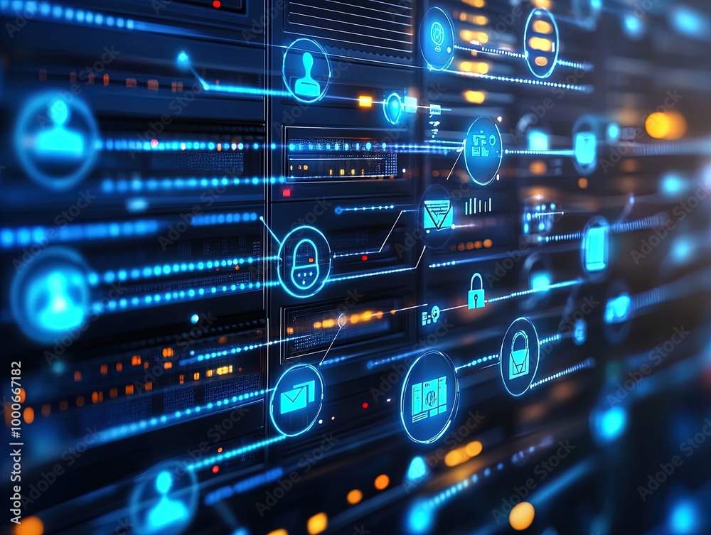 Digital Network Visualization Poster: Vibrant Blue Avatars and ...