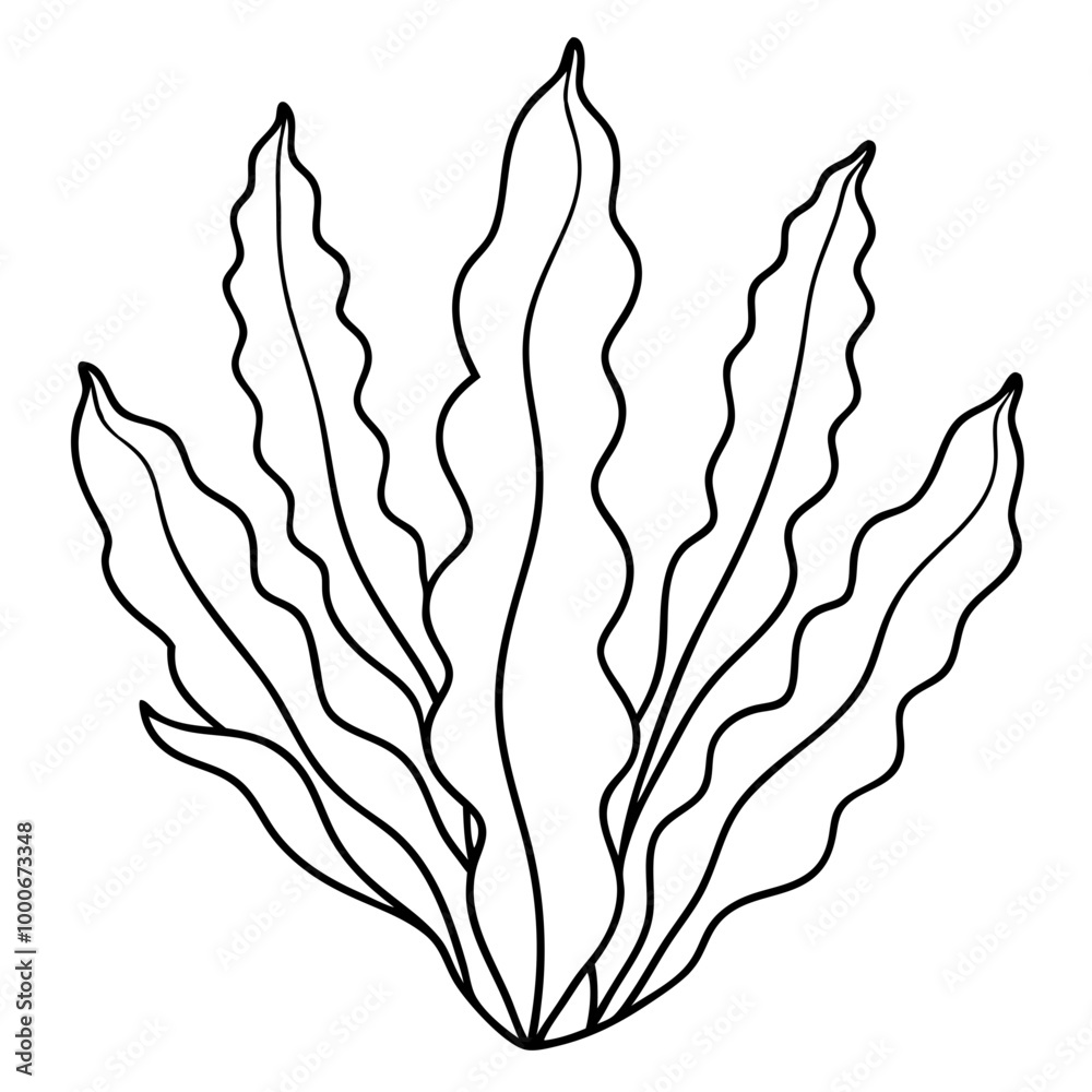 Seaweed Line Art: A simple and elegant line drawing of a cluster of ...