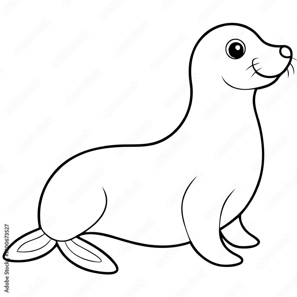 Cute Seal Coloring Page: A simple and adorable outline of a friendly ...