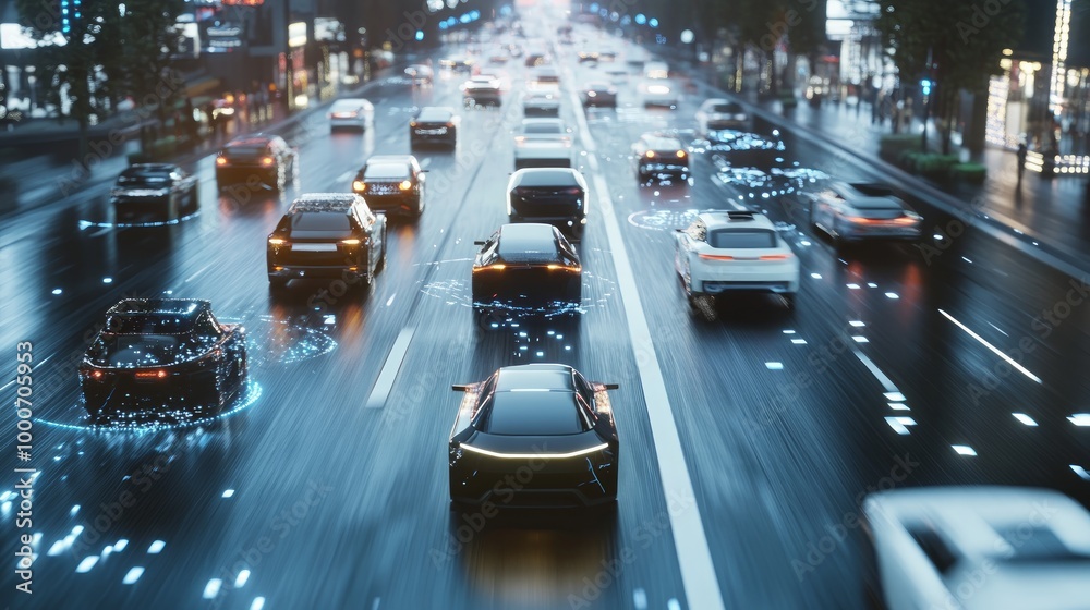 Visualization Of The Interaction Of Self Driving Autonomous Vehicles Robotic Cars Are