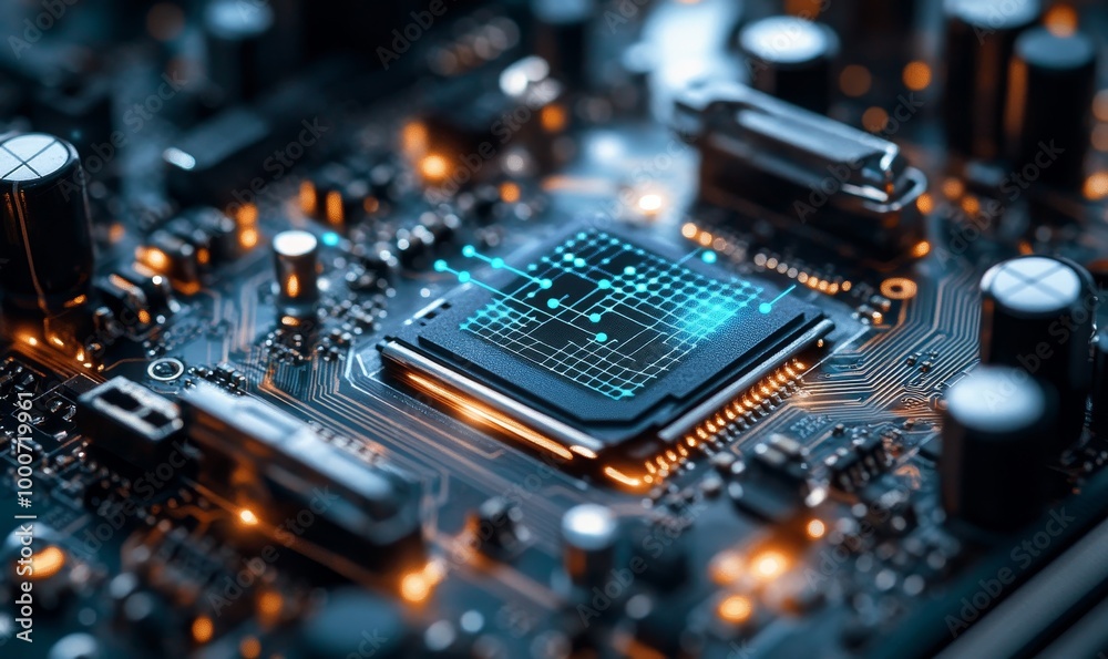 Edge Computing concept highlighted on a motherboard, illustrating ...