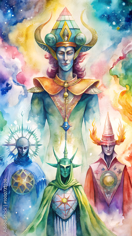 Tarot card colorful deck. Major arcana set part . Vector hand drawn ...