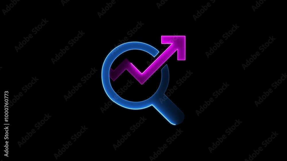 Abstract neon arrow search bar icon animation. Internet search bar ...