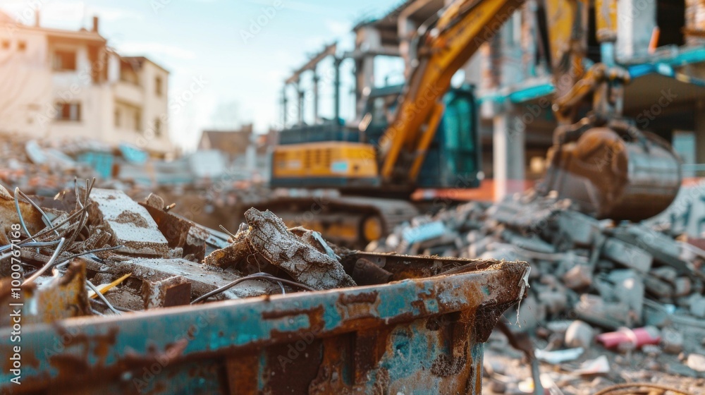 construction site, demolition, waste materials, excavation, heavy ...