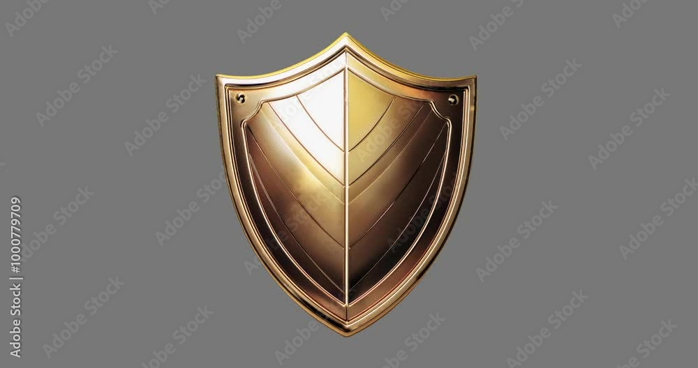 Elegant 3D Animation of a Golden Shield - Icon of Defense Stock Video ...