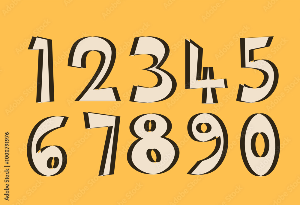 Cartoon numbers font, outline letters Stock Vector | Adobe Stock