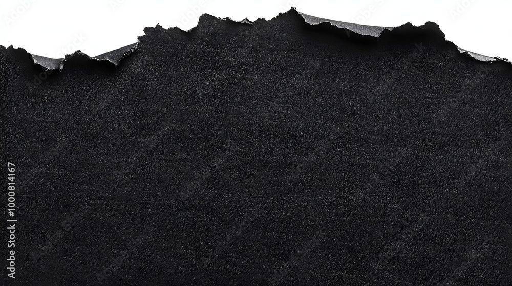 torn black pages with uneven texture edges. set of ripped black paper ...