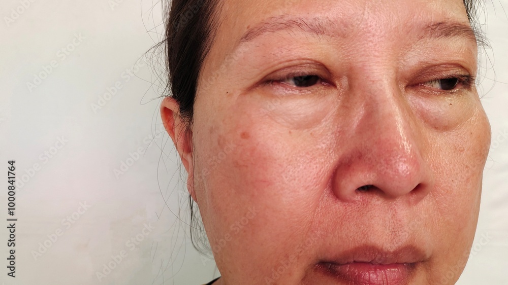 Poster portrait the wrinkle and Flabby skin, Flabbiness and scar, dark ...