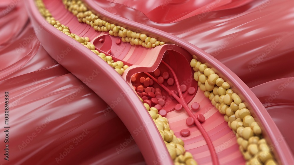3D Cross-Section of Artery with Atherosclerosis, Showing Plaque Build ...